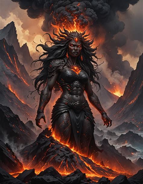 Dark Erupting Volcano Hawaiian Lava Angry Goddess Ai Generated