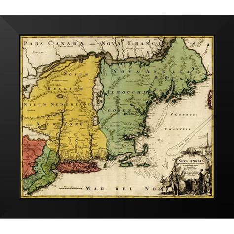 Vintage Maps 13x12 Black Modern Framed Museum Art Print Titled