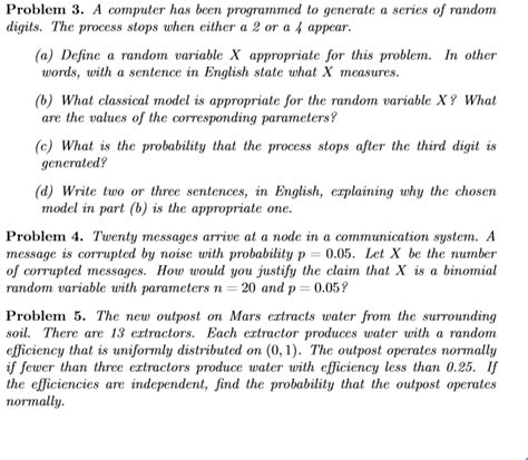 Solved Problem 3 A Computer Has Been Programmed To Gencrate