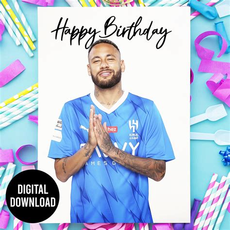 Neymar Birthday Card Instant Download Neymar Jr Card Birthday T