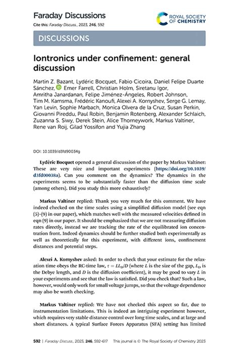 Iontronics Under Confinement General Discussion Faraday Discussions Rsc Publishing