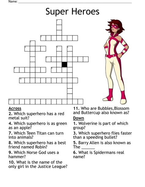 Free Printable Superhero Crosswords All Free Printables