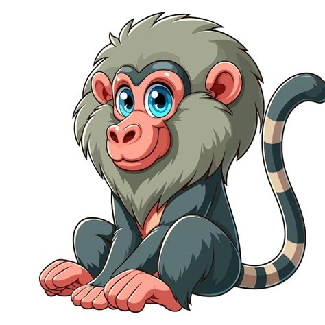 Premium Vector Cute Baboon Vector Cartoon Illustration