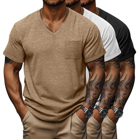 Neer 3 Pack Mens Big And Tall V Neck Pocket T Shirts Short Sleeve