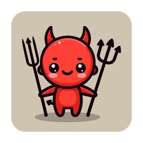 Cute Devil With A Pitchfork Premium Ai Generated Vector