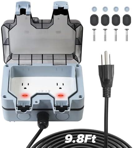 Toptozl Outdoor Electrical Outlet Box With Switch And 10ft