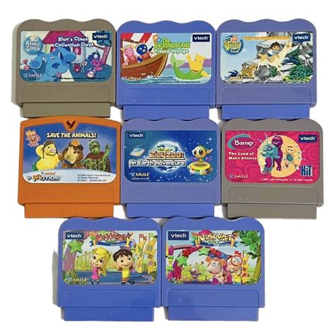 Vtech Vsmile Games Cartridges Lot Of 8 Barney Blues Clues Go Diego Go