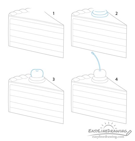 How To Draw A Cake Slice Step By Step Easylinedrawing