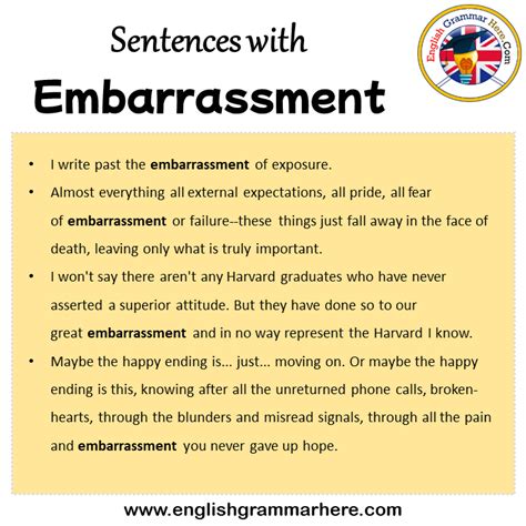 Sentences With Embarrassment Embarrassment In A Sentence In English