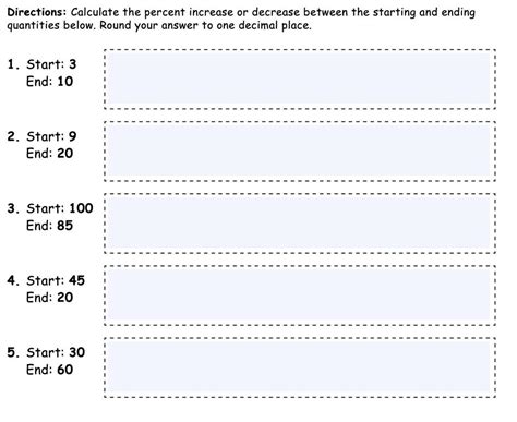 Free Directions Calculate The Percent Increase Or Decrease Between