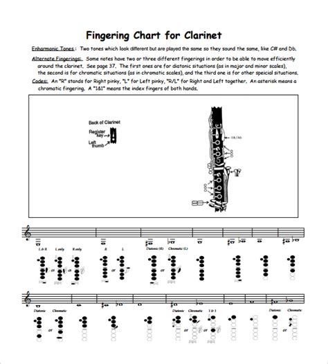 Free 15 Sample Clarinet Fingering Chart Templates In Pdf