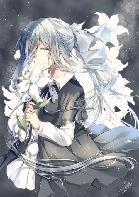 Anime Girl With Silver Hair And Silver Eyes
