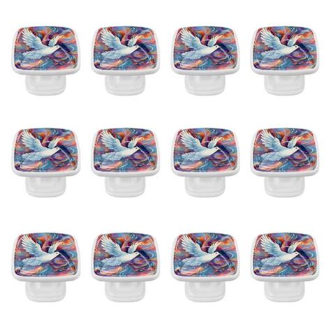12 Pack Cabinet Knobs Square Knobs Peace Dove Drawers Cabinet Hardware