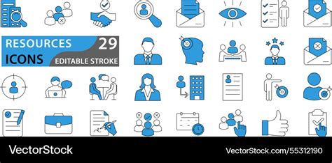 Resources Blue Icon Set Royalty Free Vector Image