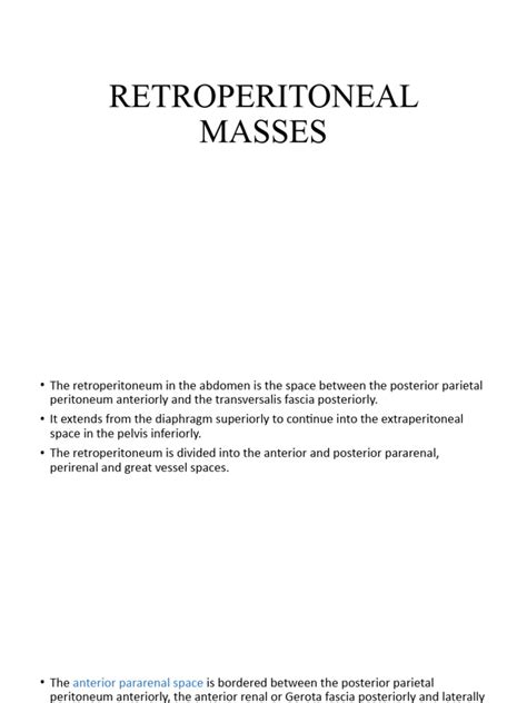 Retroperitoneal Masses Pdf Peritoneum Abdomen