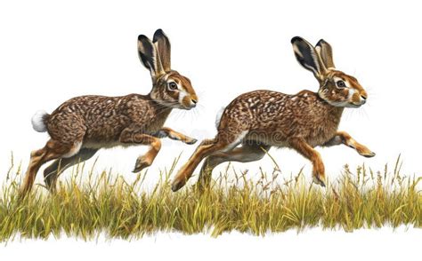 Stunning Natural Scene With A Swift European Hare Bounding Through The Sunlit Meadow Showcasing