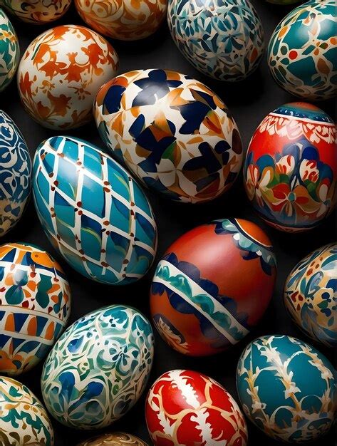 Premium Photo Arranged Colored Eggs For Easter
