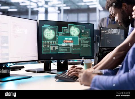 Computer Scientist In Data Center Getting Access Denied Notification On Pc Screen Trying To