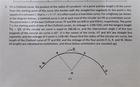 Solved On A Clothoid Curve The Product Of The Radius Of