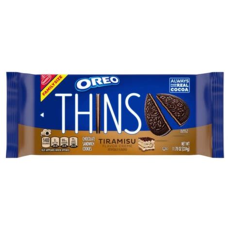 Nabisco Oreo Thins Tiramisu Flavor Creme Chocolate Sandwich Cookies