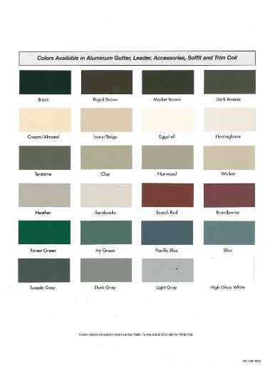 Seamless Gutter Color Chart Seamless Gutter Color Chart