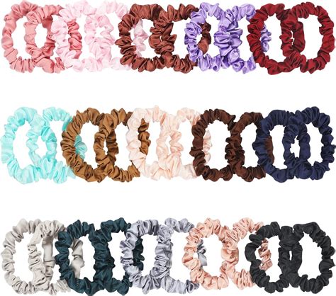 Kecuco 30pcs Small Silk Satin Hair Scrunchies Hair Ties