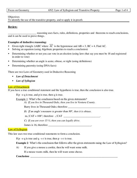 Understanding Deductive Reasoning And The Transitive Property In