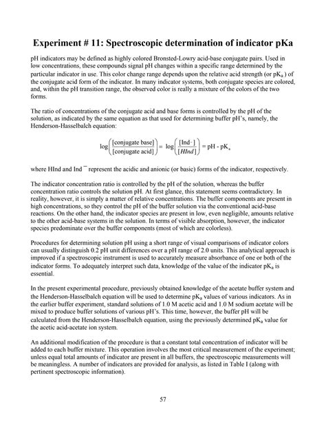 Solution Spectroscopic Determination Of Indicator Pka Experiment