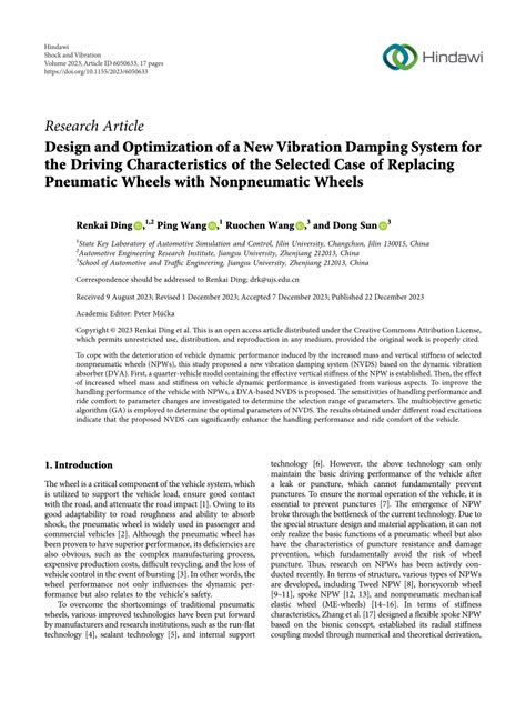 Pdf Design And Optimization Of A New Vibration Damping System For The Driving Characteristics