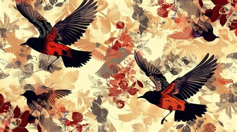 Bird Pattern Wallpaper Premium Ai Generated Image