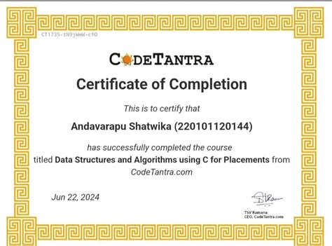 Improved Coding Skills With Codetantras Course Shatwika Andavarapu