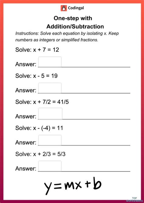 Mg08m08l19wc01solvinglinearequationsone Step1 Interactive Worksheet Topworksheets