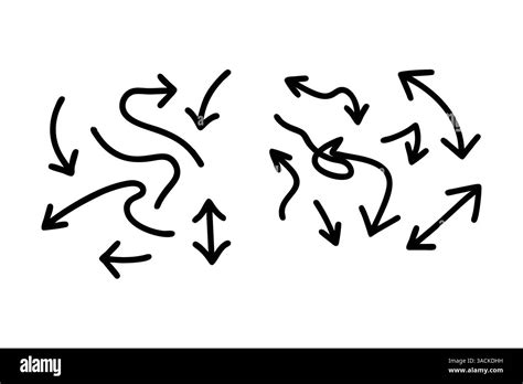 Hand Drawn Arrows In Various Directions Creating A Dynamic And Abstract Design Stock Vector