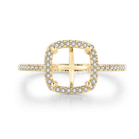 Cushion Cut 7x7mm Solid 14k Yellow Gold Diamonds Jewelry Semi Mount