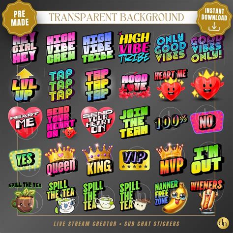 Tiktok Live Stream Fan Stickers For Your Chat Emoji Emotes Png Bundle