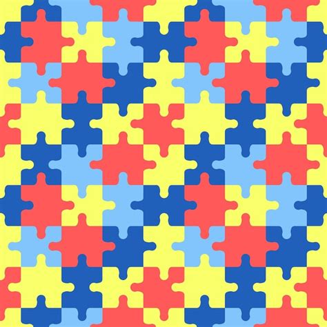 Premium Vector Autism Puzzles Pattern Seamless Background With