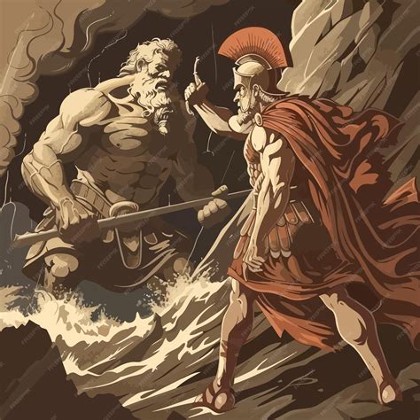 Premium Vector Odyssey Polyphemus Titan Attacked By Odysseus