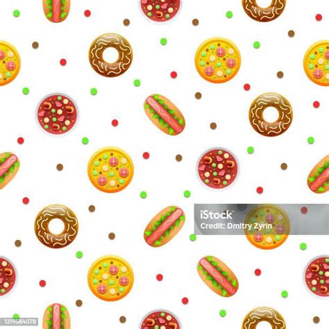 원활한 패턴 추상 요소 패스트 푸드 벡터 디자인 스타일 배경 일러스트 고기에 대한 스톡 벡터 아트 및 기타 이미지 고기 길거리 음식 다중 색상 Istock