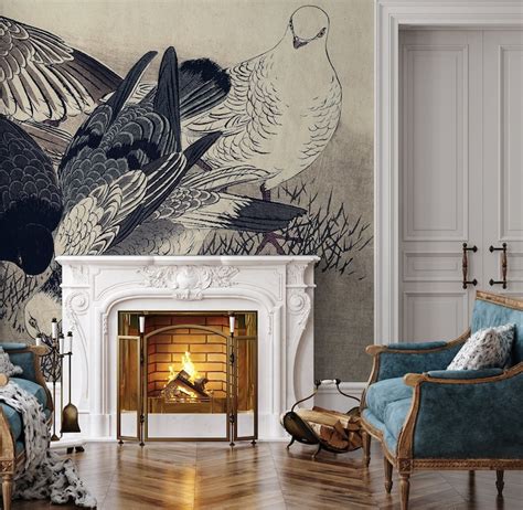 Dove Birds Vintage Hand Drawn Illustration Wallpaper Peel And Stick
