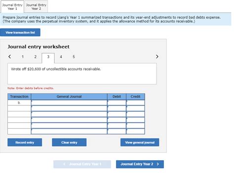 Solved Repare Journal Entries To Record Liangs Year 1