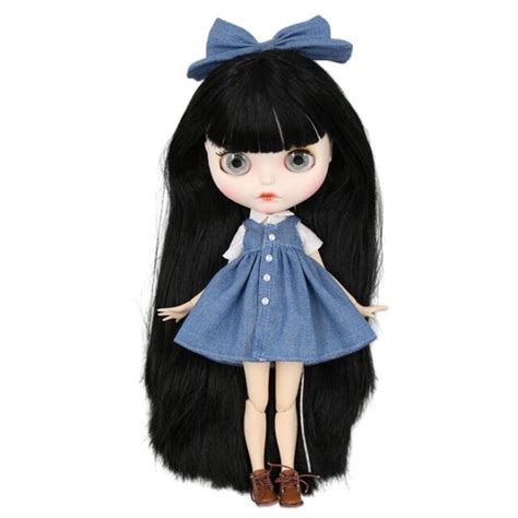 Shella Premium Custom Neo Blythe Doll With Black Hair White Skin And Matte Cute Face This Is