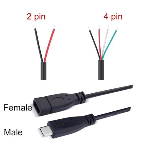 25cm Usb 2 0 Type C 電源延長線電纜充電器連接器公母插頭 2 針 4 針數據線。vn 蝦皮購物