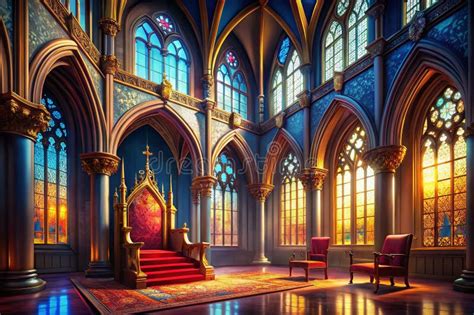 A Breathtaking 3d Visualization Of A Medieval Throne Room Gothic Arches