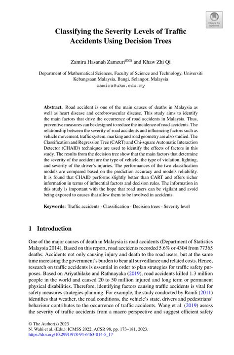 Pdf Classifying The Severity Levels Of Traffic Accidents Using