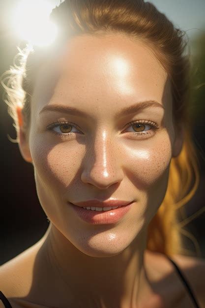 Premium Ai Image A Close Up Of A Woman With A Glowing Face