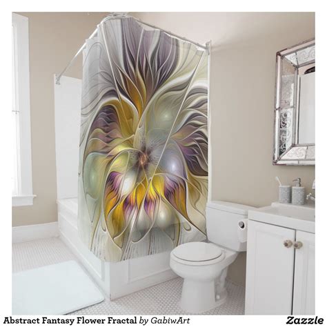 Abstract Colorful Fantasy Flower Modern Fractal Shower Curtain Zazzle