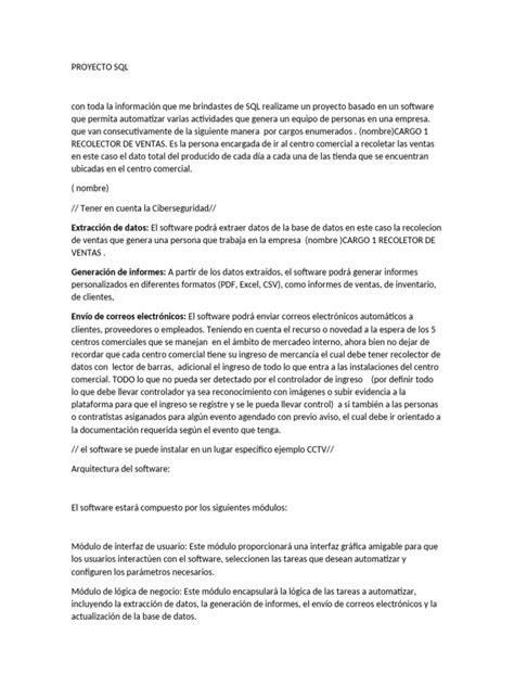 Proyecto Sql Pdf Software Programación De Computadoras