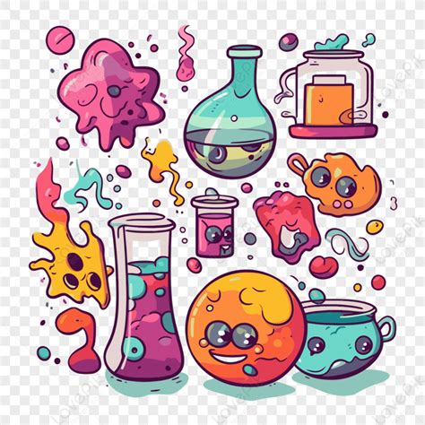 Chemistry Clipart Colorful Cartoon Characters Of Chemicals Vector Png