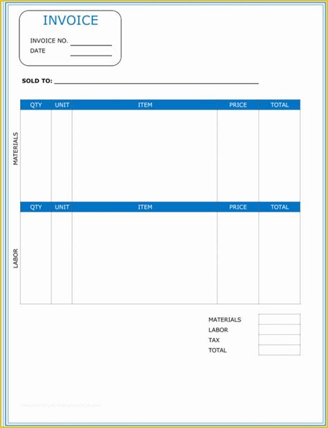 Free Construction Contract Template Word Of Contractor Invoice Template