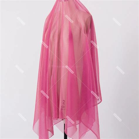 Gold Tinsel Detailed Sheer Soft Stretch Candy Pink Mesh Oneyard